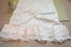 Old Slip Gets A Lacy Double Ruffle Hem {dress extender tutorial} | CampClem